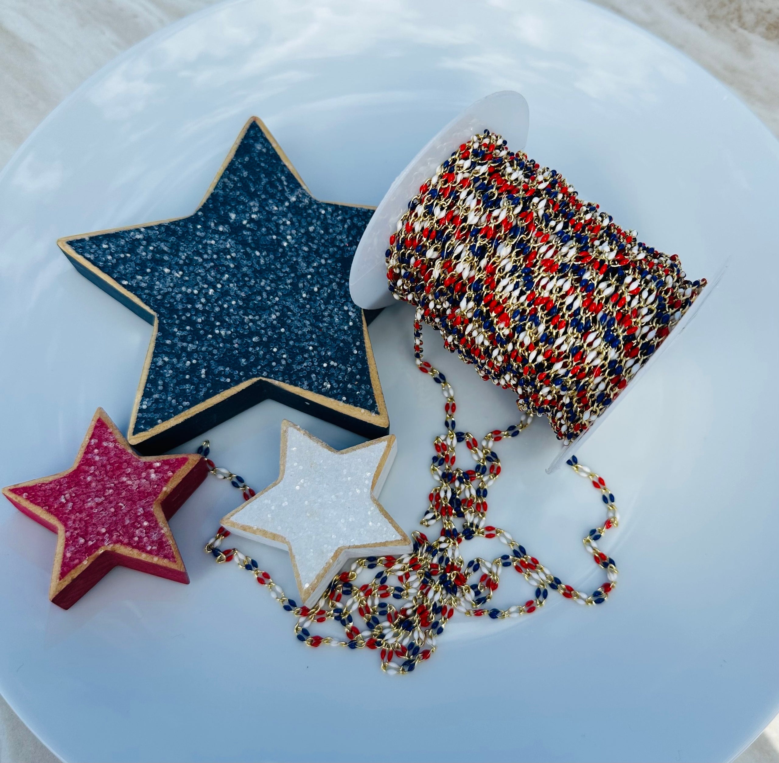 Enamel Chain- Red White & Blue | Permanent Jewelry Supply - Your ...