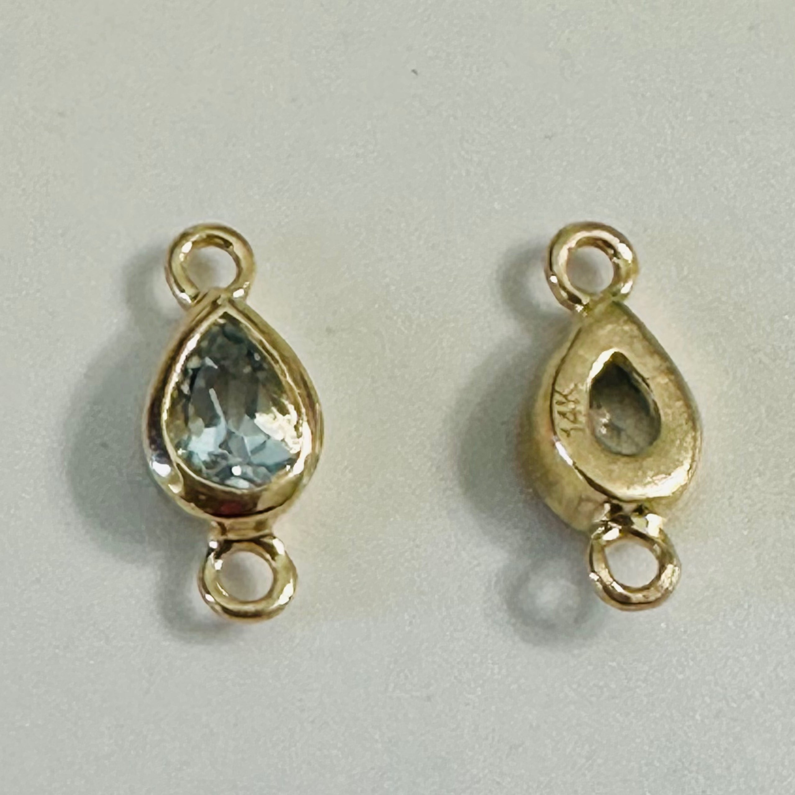 COG-2 14K gold and Aquamarine & Rose Quarts stone Connectors ...